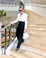 16 high waisted pants outfits | How to wear high rise pants - Glamour ...